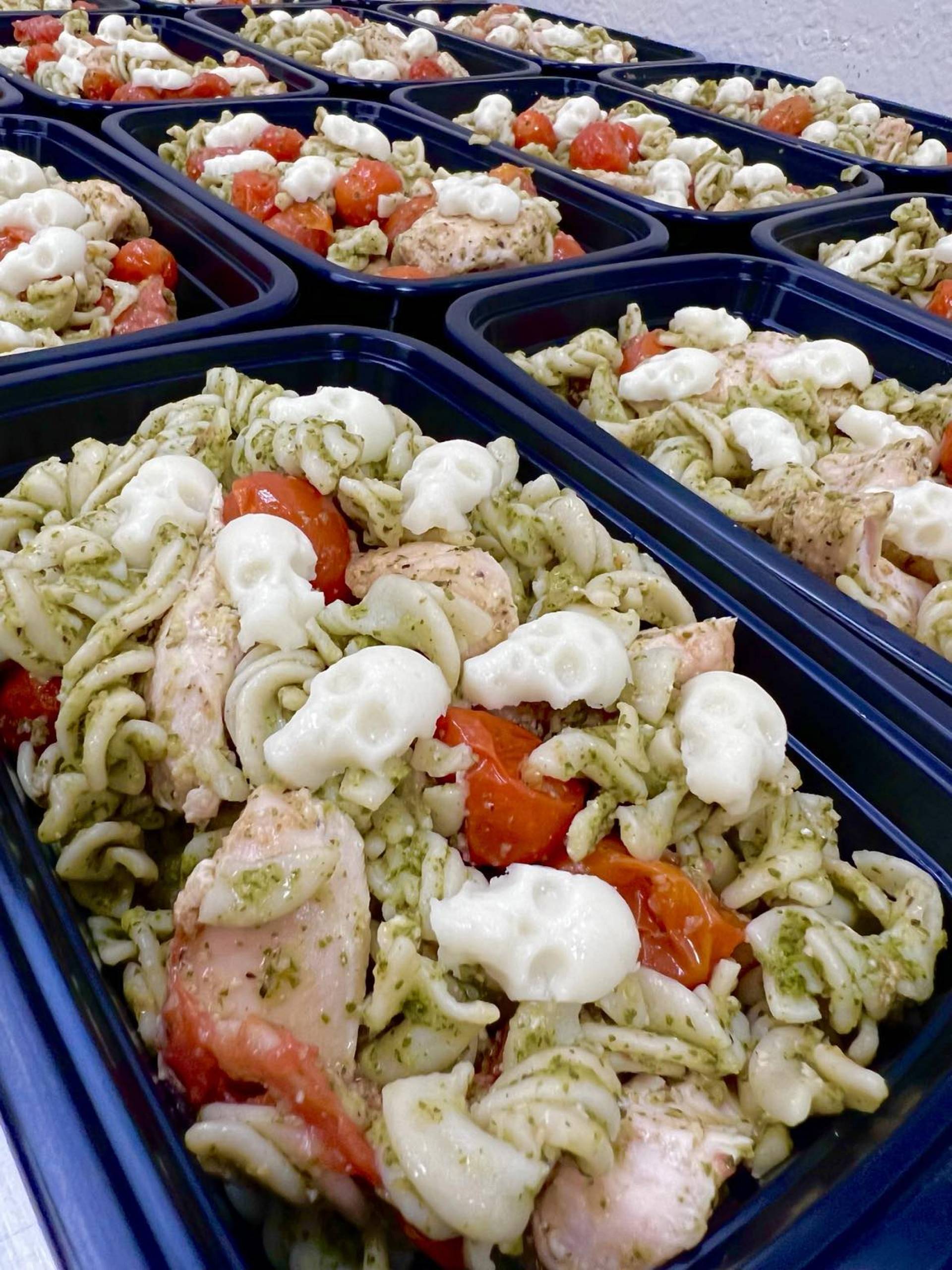 Creepy Caprese Pesto Pasta - Halloween Menu - Precision Prep Visalia